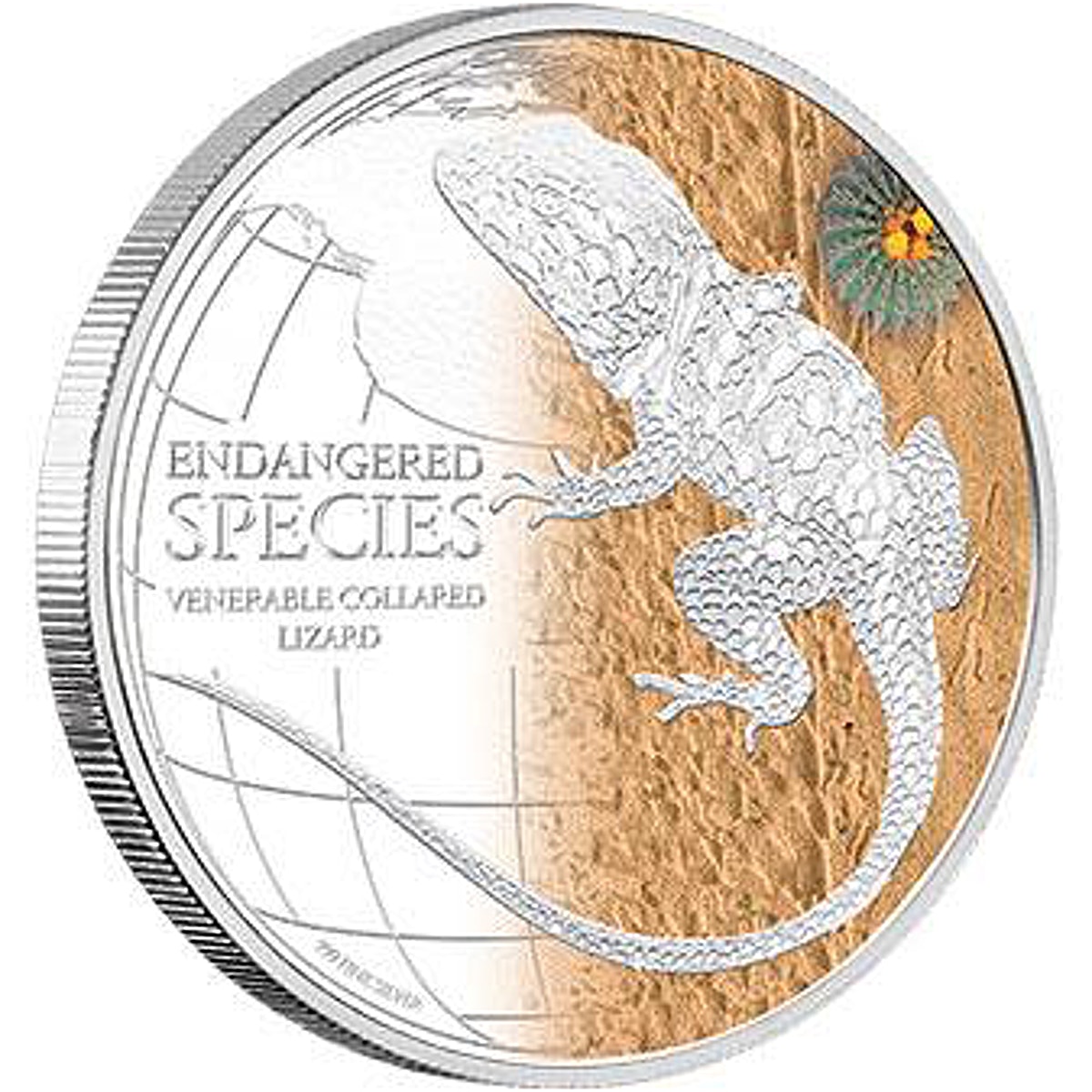 Niue Silver Endangered Species Venerable Collared Lizard 2013 - 1 oz