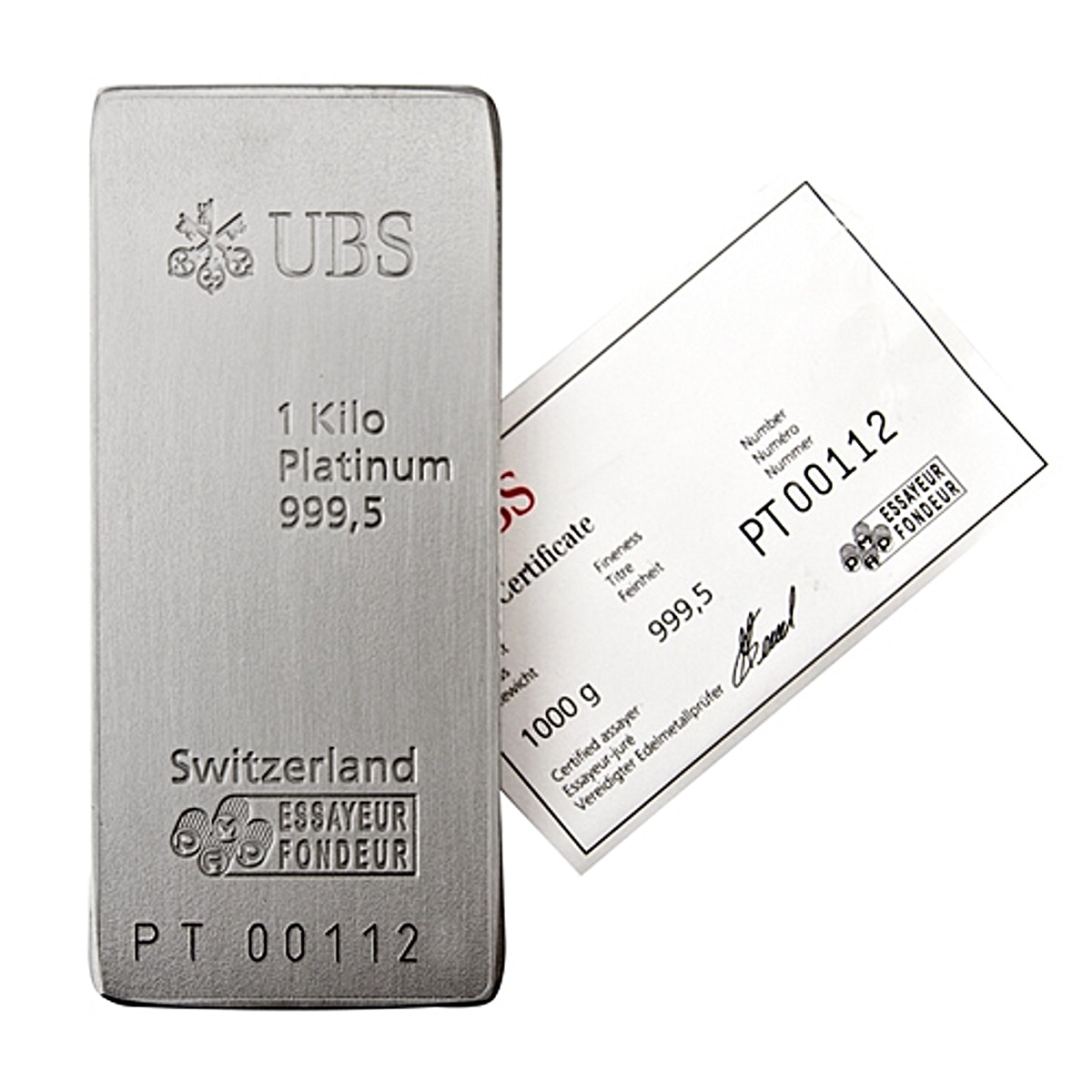 Buy 1 Kilogram UBS Swiss Platinum Bullion Bar