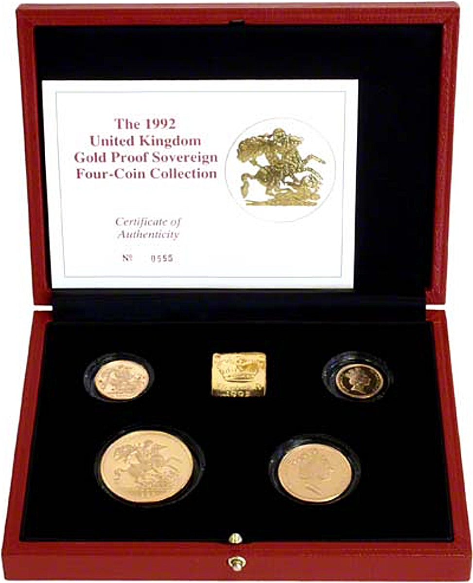 United Kingdom Gold Sovereign 1992 4 coin set - Proof - 2 oz