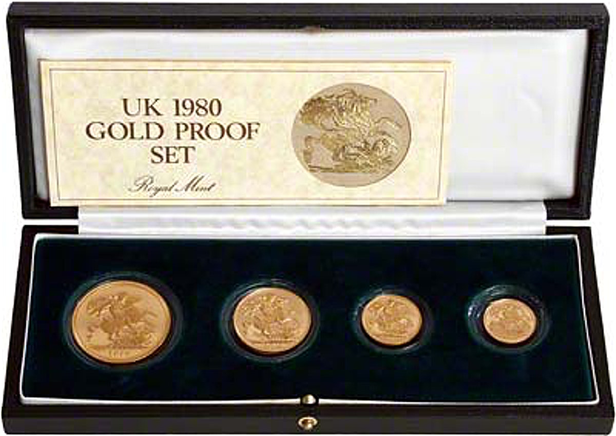 United Kingdom Gold Sovereign 1980 4 coin set - Proof - 2 oz