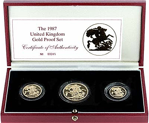 United Kingdom Gold Sovereign 1987 3 coin set - Proof - 0.9 oz