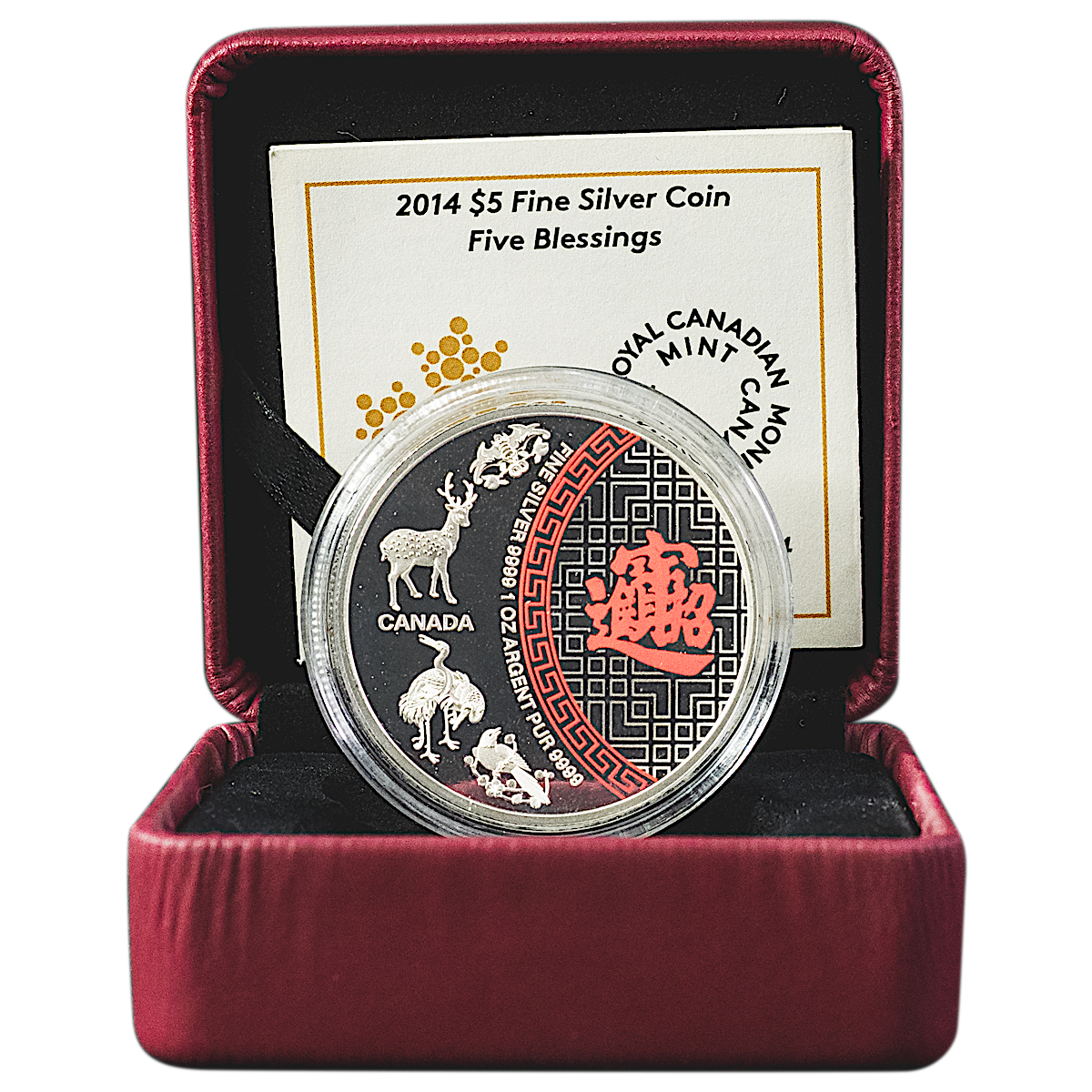 2014 1 oz Canadian Silver $5 Five Blessings Proof Coin (Pre-Owned in ...