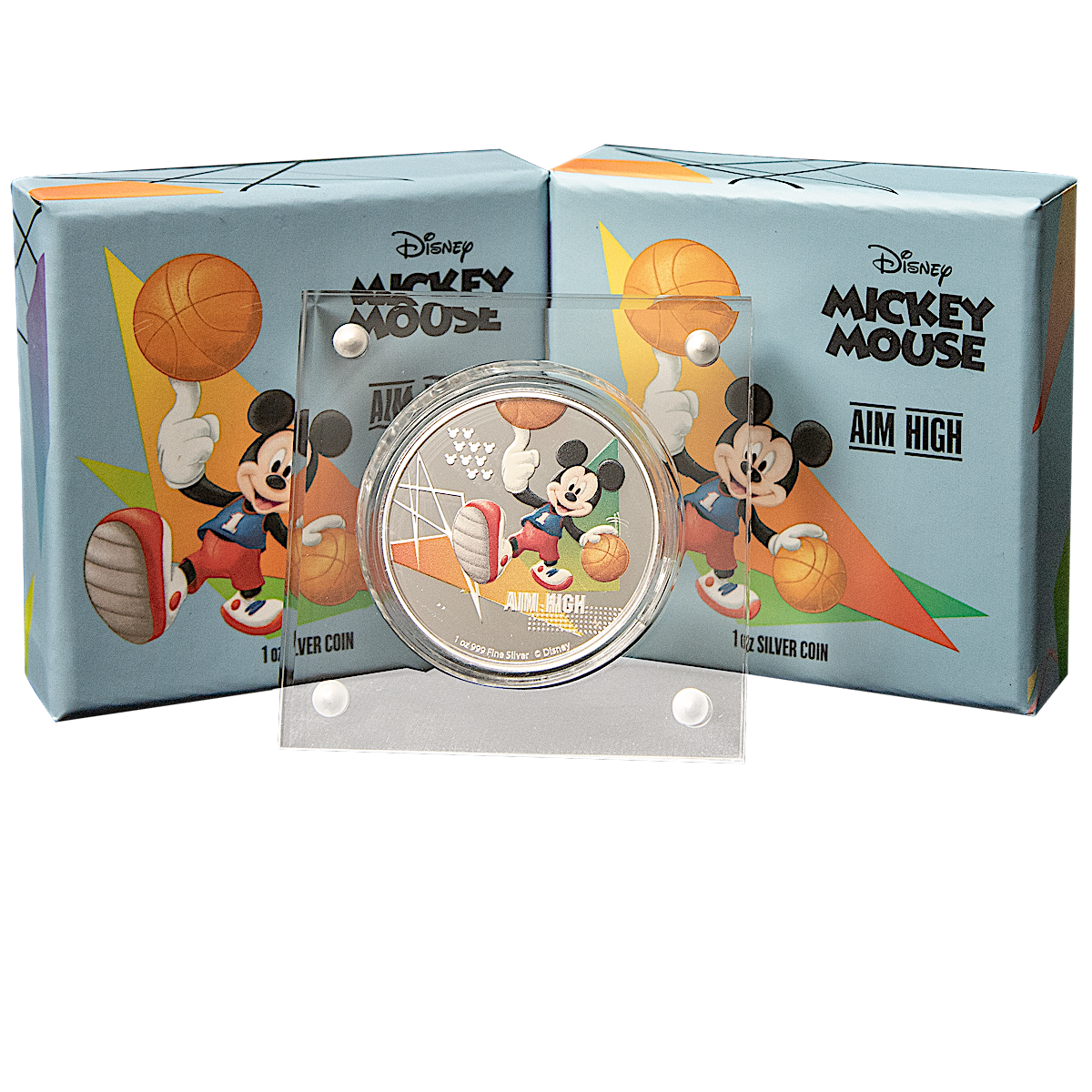 2 pcs of 1 oz 2020 Niue Silver Disney Sports Mickey Mouse Basketball ...