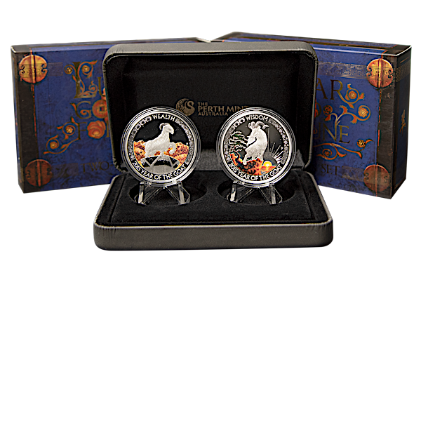 2 sets of 2015 AUS Silver Lunar Good Fortune Proof Coins (2 x 1 oz per ...