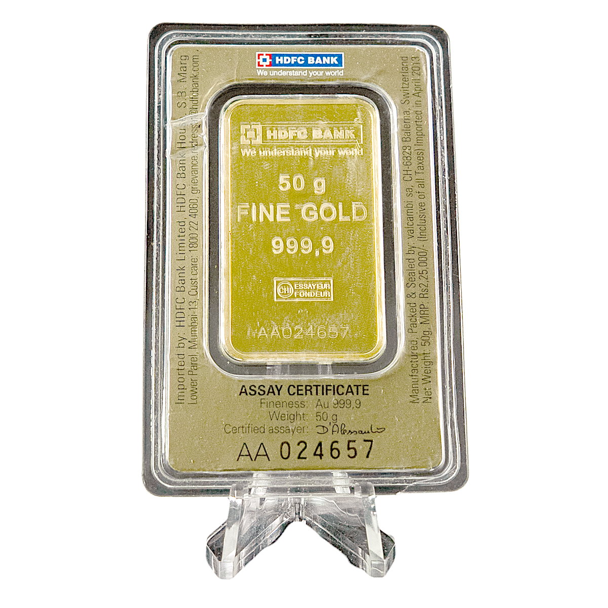 50 gram Gold HDFC Bank Bar (Pre-Owned in Good Condition)