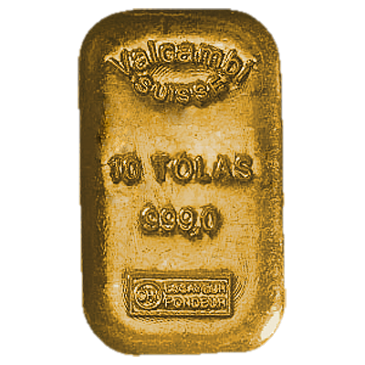 Buy 10 Tola Valcambi Swiss Cast Gold Bullion Bar (Pre-Owned)