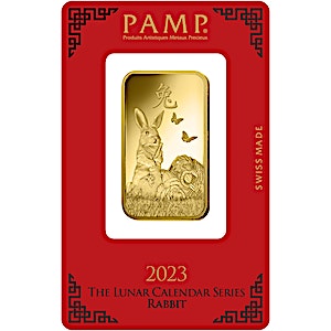 PAMP Lunar Series 2023 Gold Bar - Year of the Rabbit - 1 oz