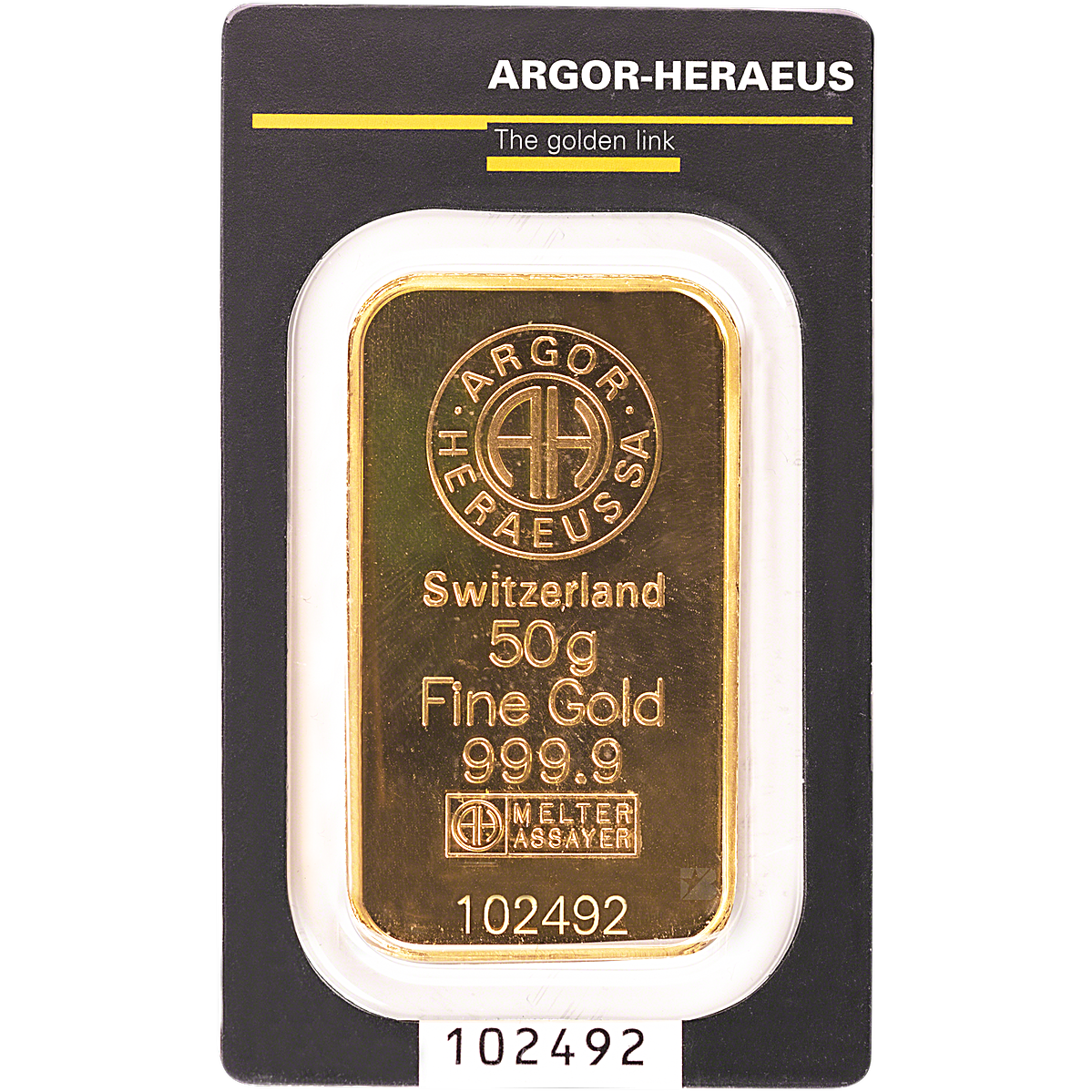 Argor-Heraeus Gold KineBar - 50 g - BullionStar Singapore