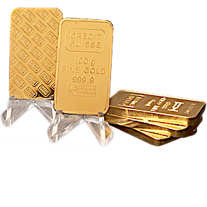5 pcs of 100 gram Credit Suisse Gold Bars - Total 500 grams Gold