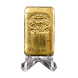 10 tola Johnson Matthey Gold Cast Bar (Pre-Owned in Good Condition)