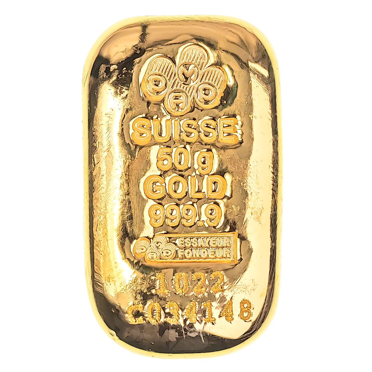 Buy 50 Gram PAMP Swiss Cast Gold Bullion Bar