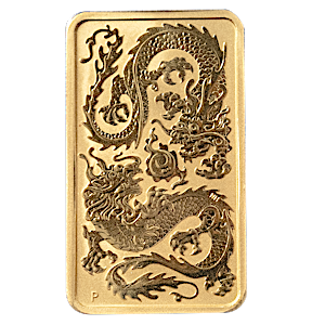 2020 1 oz Perth Mint Gold Dragon Rectangular Coin Bar