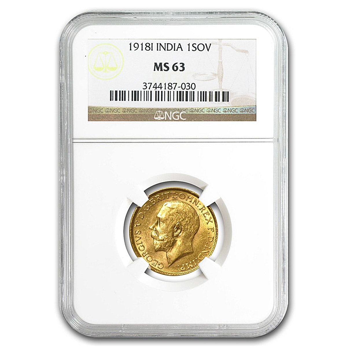 India Gold Sovereign 1918 - MS 63 - 0.2354 oz