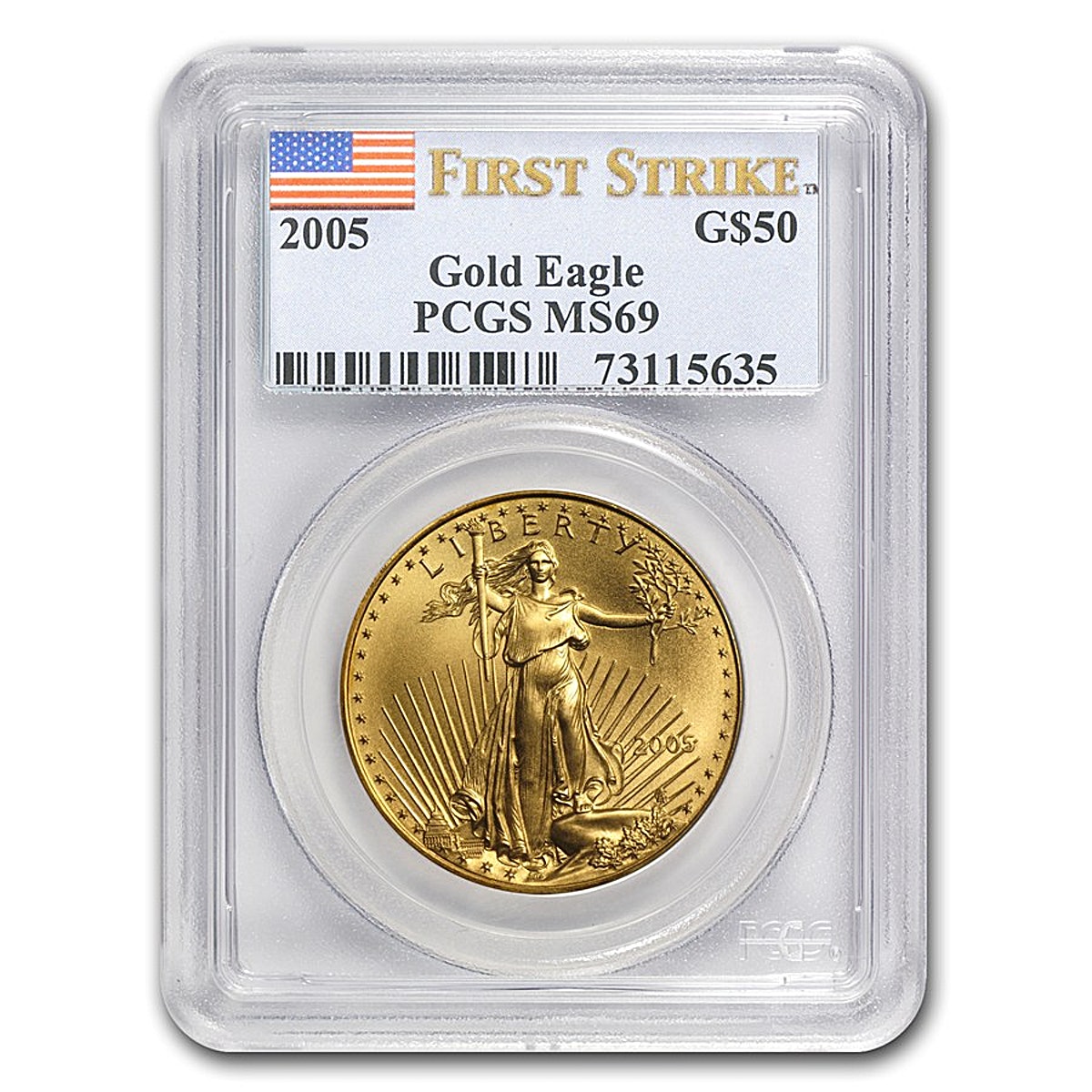 American Gold Eagle 2005 - Graded MS 69 by PCGS - 1 oz