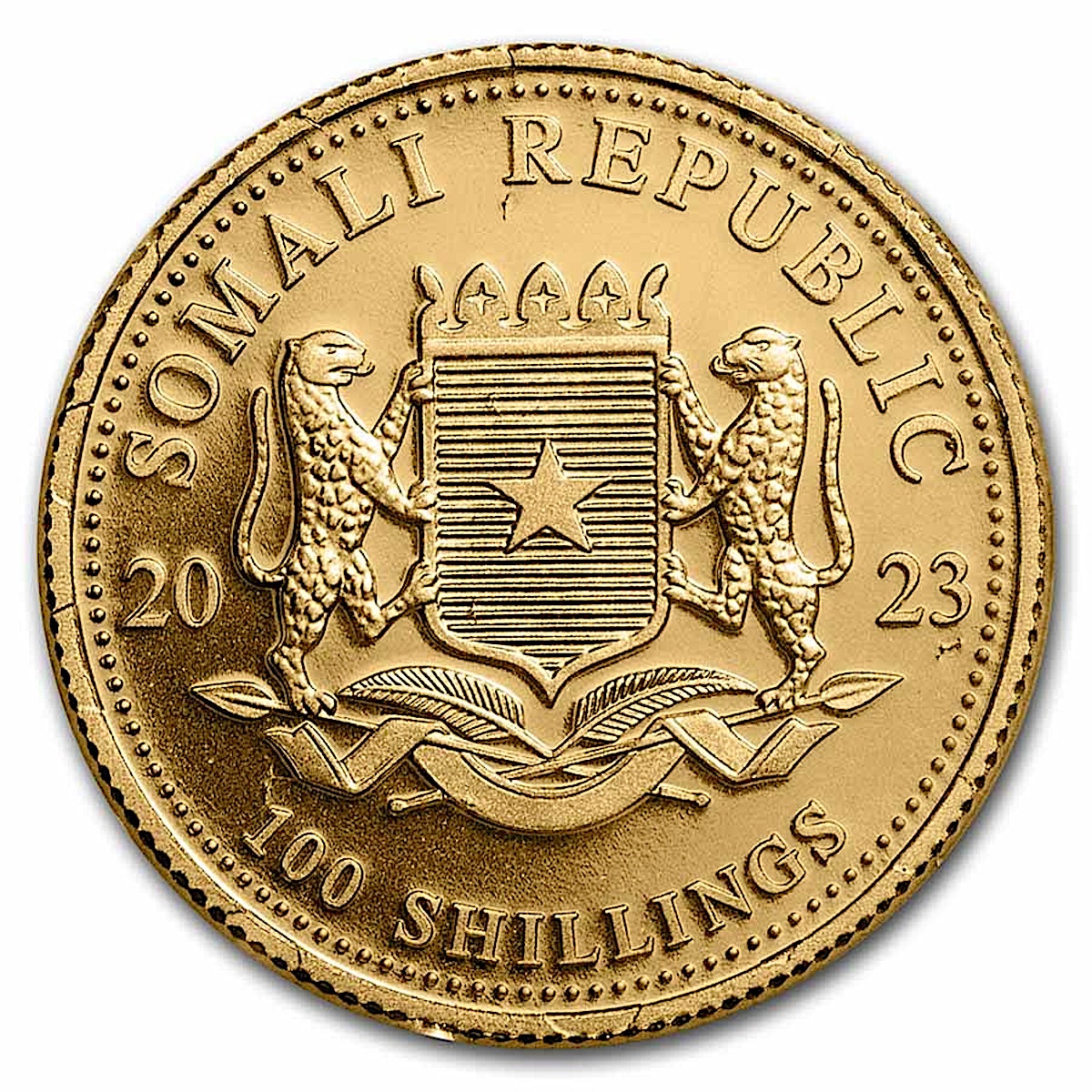 Somalian Gold Elephant 2023 - 1/10 oz - BullionStar