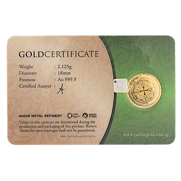 Buy 2.12 Gram 1/2 Dinar Gold Bullion Coin