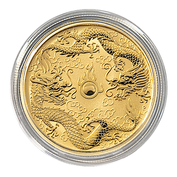 2020 1 oz Australian Gold Double Dragon Coin (Pre-Owned in Good Condition)