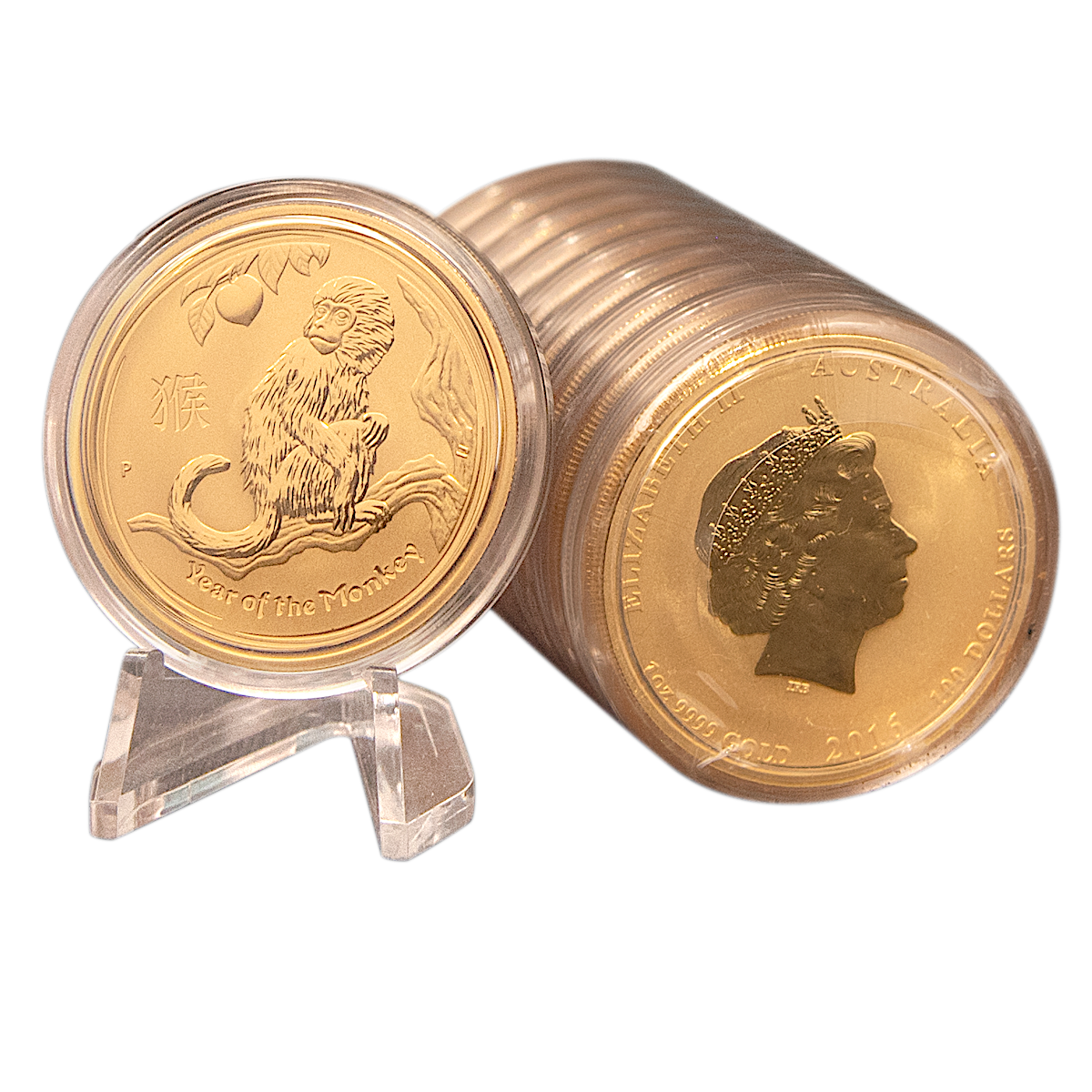 10 pcs of 1 oz 2016 Australian Gold Lunar Monkey Coins - Total 10 oz Gold