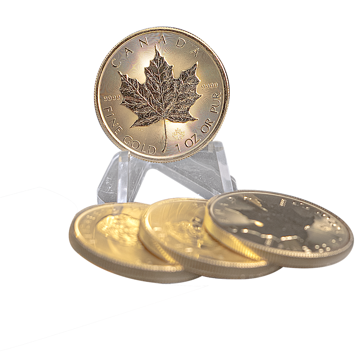 4 pcs of 1 oz 2019 Canadian Gold Maple Leaf Coins - Total 4 oz Gold