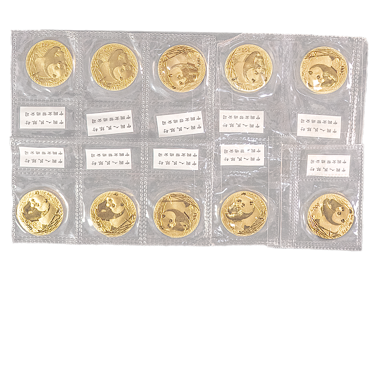 10 pcs of 1 oz 2002 Chinese Gold Panda Coin - Total 10 oz Gold