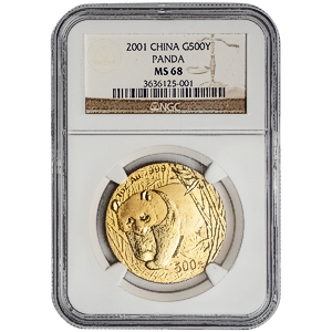 2001 1 oz Chinese Gold Panda Coin - Graded MS 68 by NGC