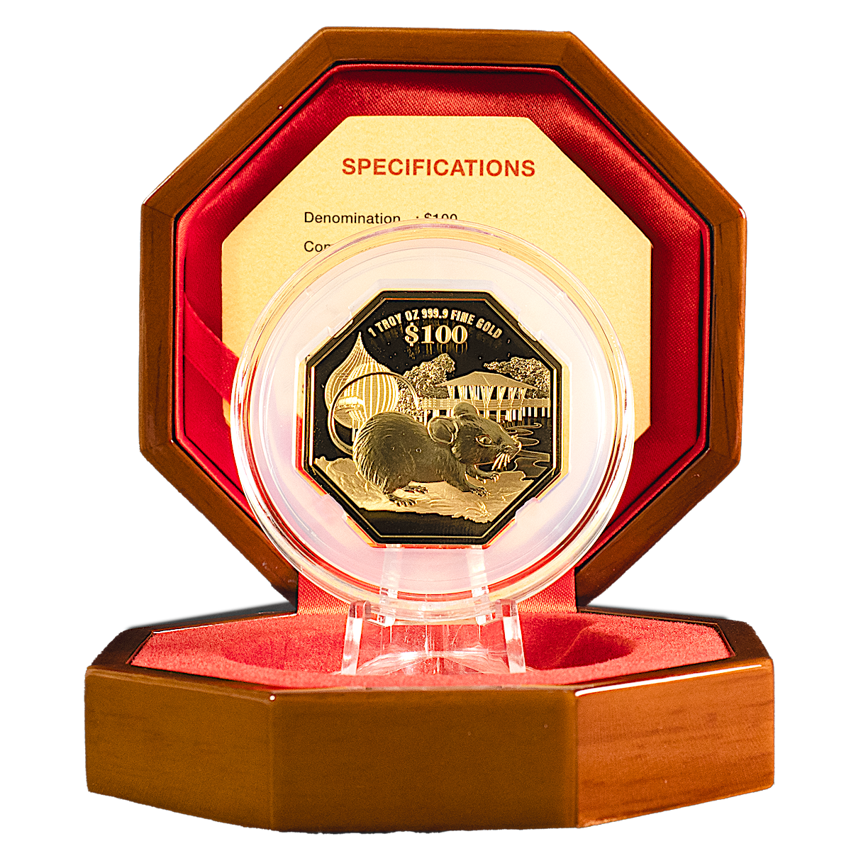 2020 1 oz Singapore Mint Gold Octagon Lunar "Year of the Mouse" Proof ...
