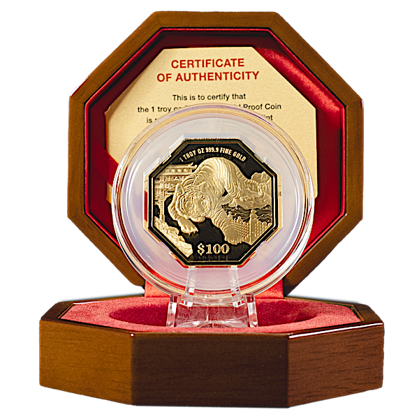 2022 1 oz Singapore Mint Gold Octagon Lunar "Year of the Tiger" Proof ...
