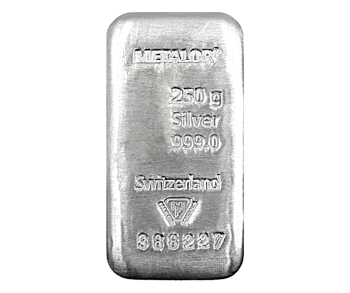 Buy 250 Gram Metalor Silver Bullion Bar