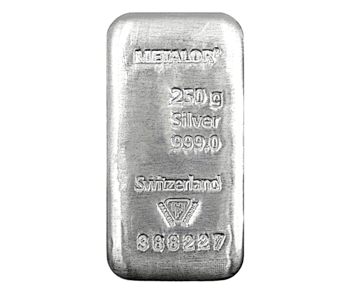 Buy 250 Gram Metalor Silver Bullion Bar