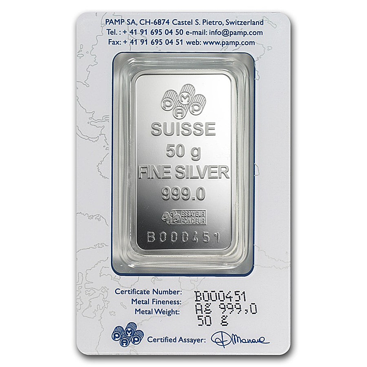 PAMP Suisse Silver Bar - 50 g