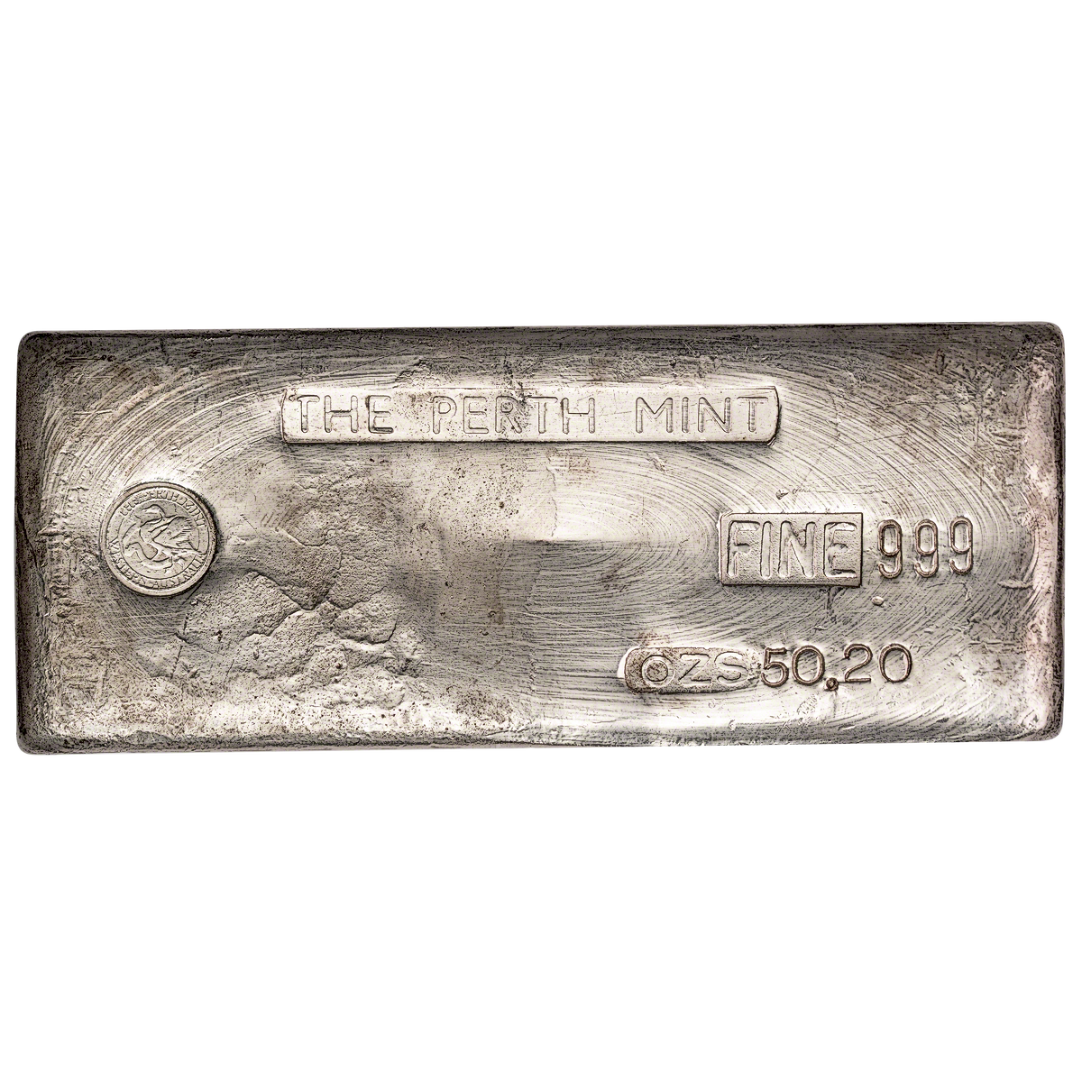 Vintage Perth Mint Silver Cast Bar - 50 oz