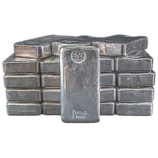 20 pcs of 1 kilogram Perth Mint Silver Bars - Total 20 kilograms Silver
