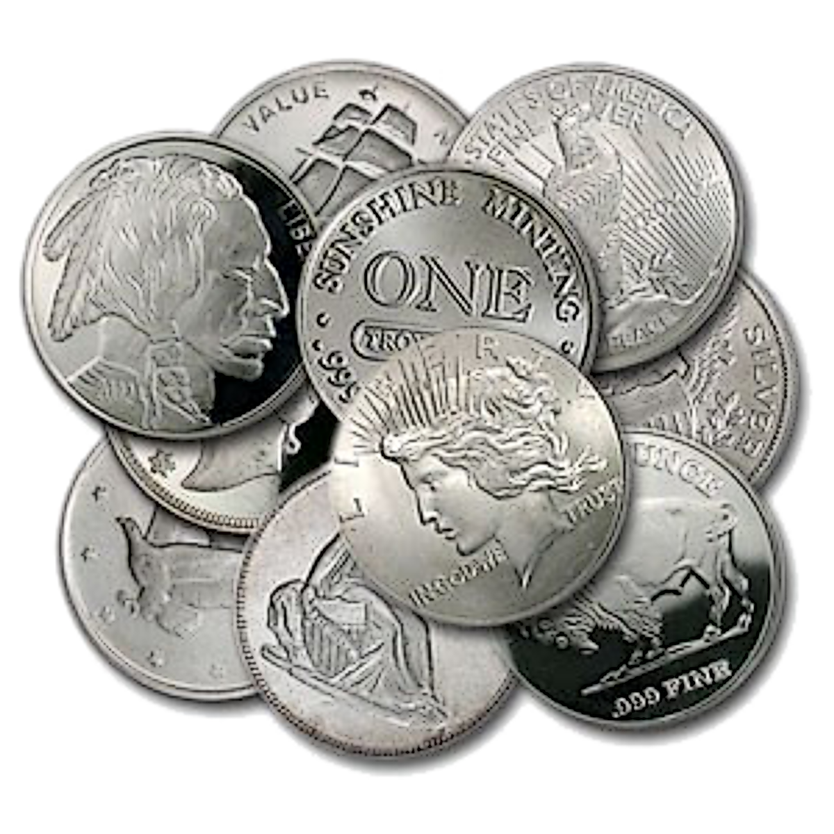 Buy 1 oz Generic Silver Bullion Rounds - Various Designs