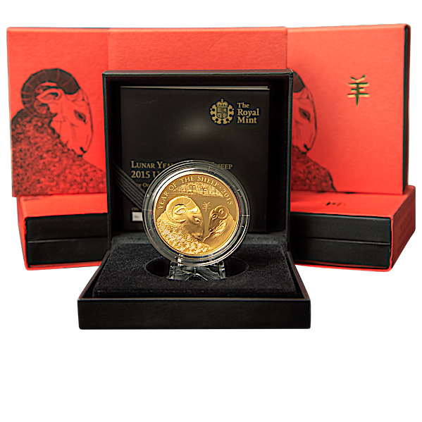 5 pcs of 1oz 2015 United Kingdom Gold-Plated Silver Lunar Sheep Proof ...