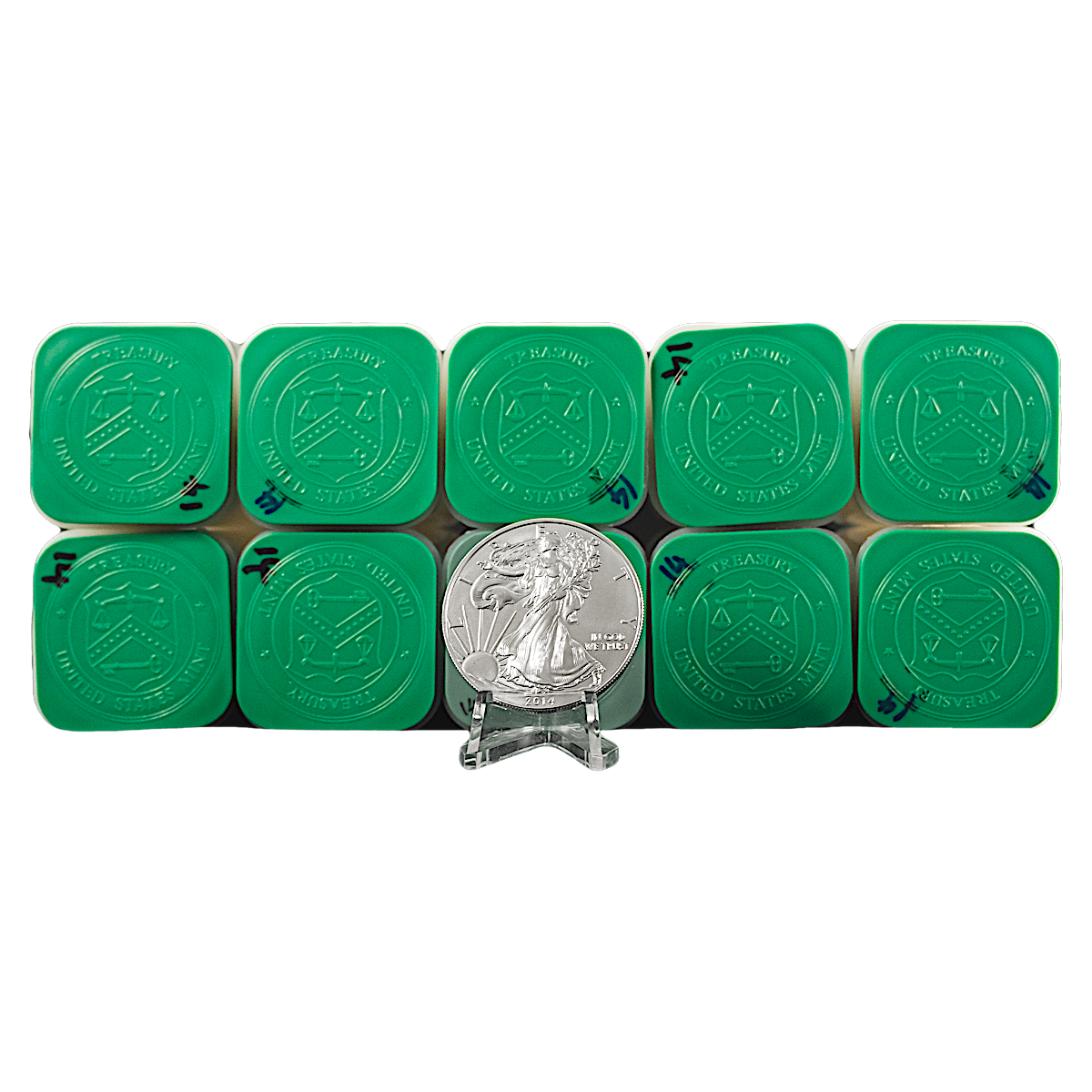 200 pcs of 1 oz 2014 American Silver Eagle Coins (10 tubes x 20 pcs ...