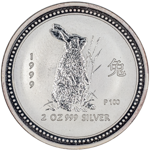1999 2 oz Australian Silver Lunar Series "Year of the Rabbit" Coin ...