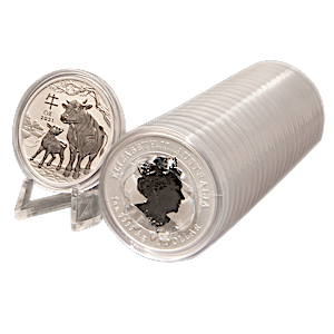 20 pcs of 1 oz 2021 Australian Silver Lunar Ox Coins (1 roll x 20 pcs ...